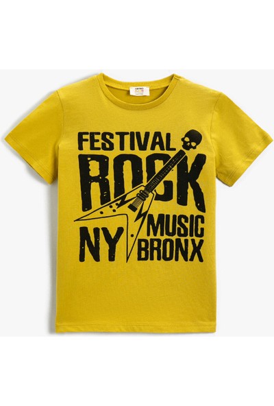 Koton Elektro Gitar Baskılı Kısa Kollu Tişört Pamuklu