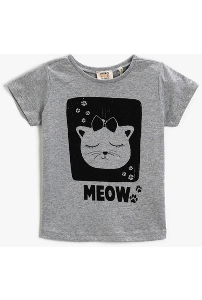 Koton Kedi Baskılı Kısa Kollu Tişört