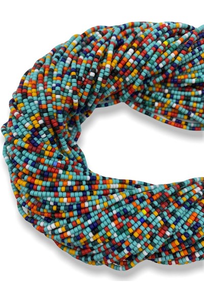 Hedef Bijuteri Afgan Boncuk, Turkuaz Tonlu Karışık Renkli Afgan Boncuğu Dizisi, Dizi Afgan Boncuk