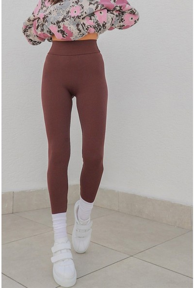 Amazoons Kadın Acı Kahve Fitilli Ekstra Yüksek Bel Toparlayıcı Tayt