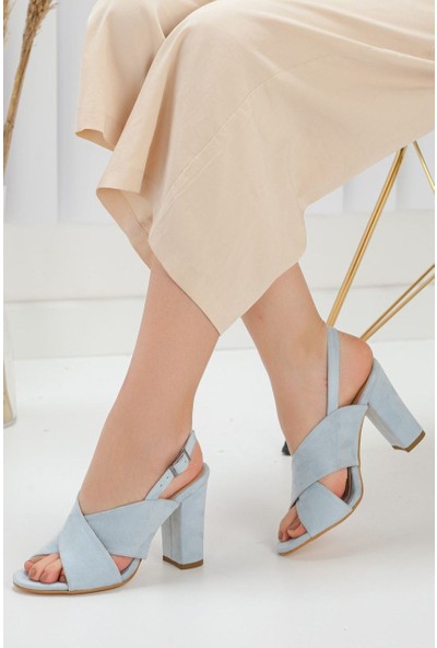 Hayalimdeki Ayakkabı Bella Bebe Mavisi Süet Topuklu Ayakkabı 37