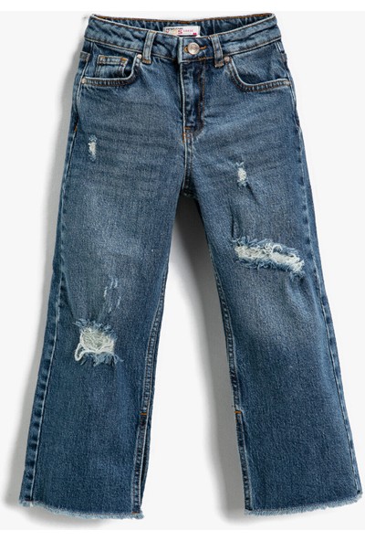 Koton Destroylu Bol Paça Kot Pantolon Pamuklu