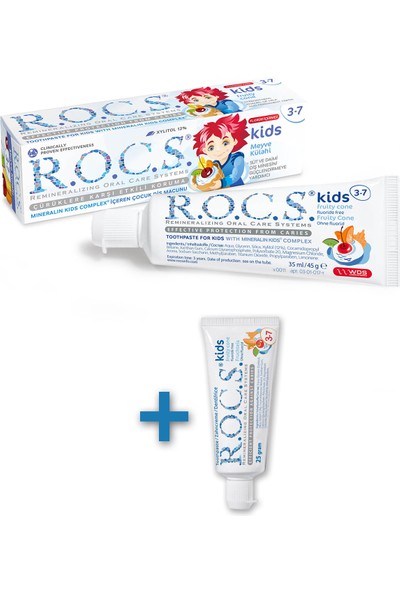 Rocs Kids 3-7 Yaş Diş Macunu Meyve Floridsiz 45G+25 gr Seyahat Boy Meyve Külahı Macun Rocs Kids 3-7 Yaş Diş Macunu Meyve Floridsiz 45G+25 gr Seyahat Boy Meyve Külahı Macun