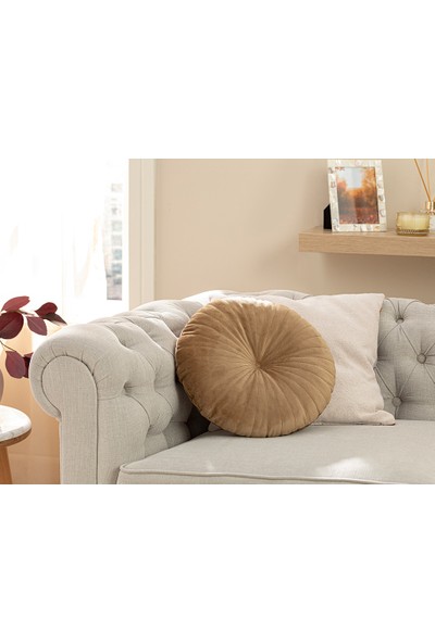 English Home Mandarin Kadife Dekoratif Kırlent 40 cm Vizon