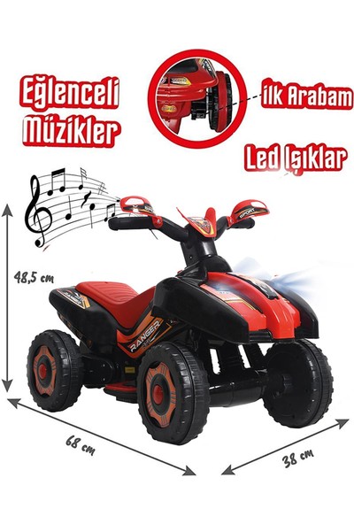 Robo LED Işıklı Müzikli Akülü Atv-Motor Kırmızı Robo LED Işıklı Müzikli Akülü Atv-Motor Kırmızı