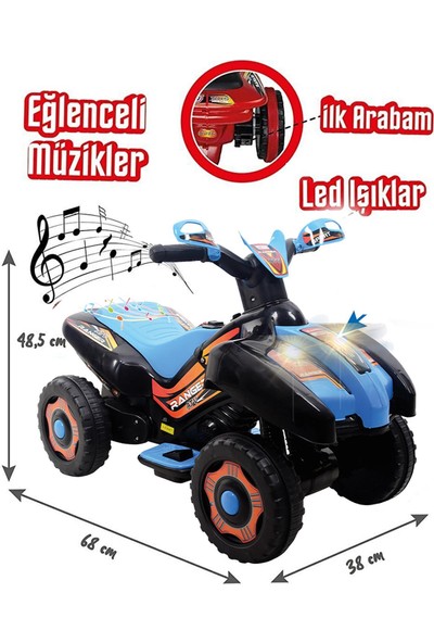 LED Işıklı Müzikli Akülü Atv-Motor Mavi LED Işıklı Müzikli Akülü Atv-Motor Mavi