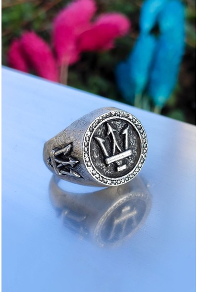 The Collection Ayarlanabilir Erkek Mat Gümüş Taç Model Şövalye Yüzük