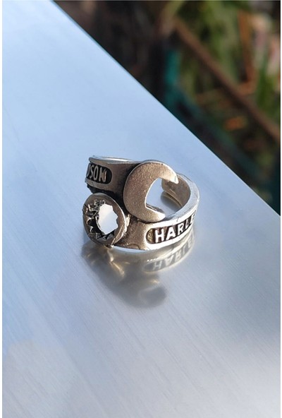 The Collection Ingiliz Anahtar Model Ayarlanabilir Gümüş Kaplama Yüzük