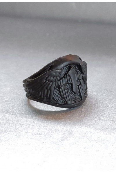 The Collection Kanatlı Gladyatör Model Ayarlanabilir Siyah Yüzük