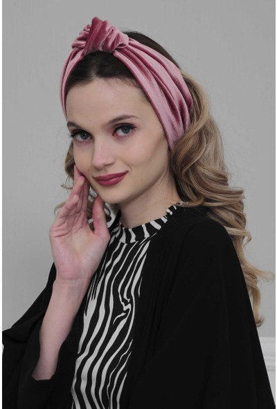 Hn Tekstil Kadife Bandana Gül Kurusu