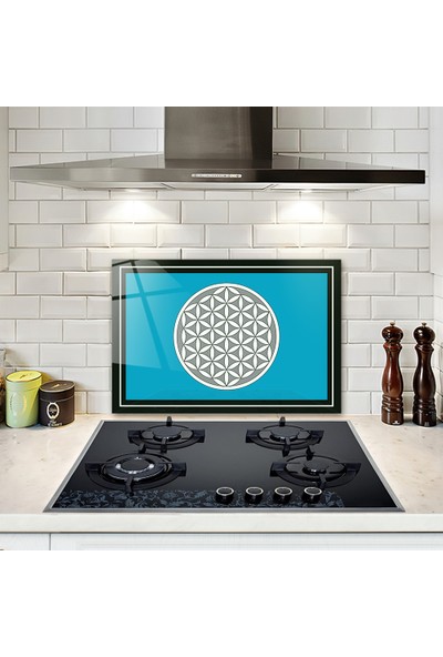 Decorita Cam Ocak Arkası Koruyucu | Yaşam Çiçeği | 40CM x 60CM