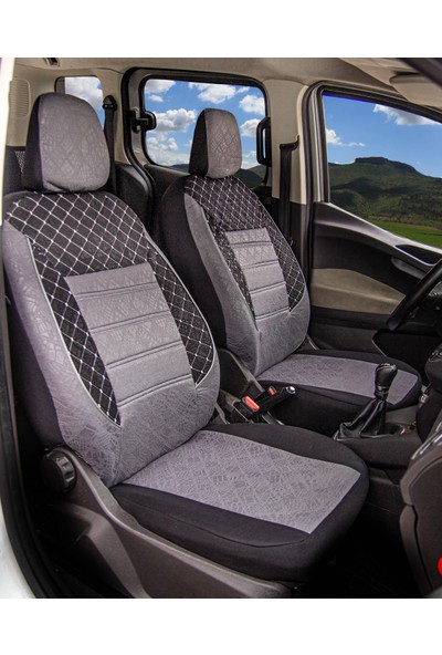 Modern Garaj Dacia Logan Gofrajlı Oto Koltuk Logolu Kılıfı Seti
