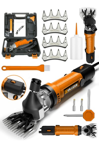 Graizer Alman 3600 W Devir Ayarli Bakir Sargili Çelik Şanzuman Koyun Keçi Kirkma Makinesi + 4 Adet Üst Bıçak Graizer Alman 3600 W Devir Ayarli Bakir Sargili Çelik Şanzuman Koyun Keçi Kirkma Makinesi + 4 Adet Üst Bıçak