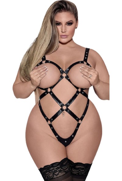Posh Lingerie Büyük Beden Fantezi Deri Kostüm Posh