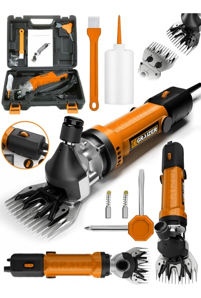 Graizer Alman GR-4200 Devir Ayarli Bakir Sargili Çift Soğutmalı Çelik Şanzuman Koyun Keçi Kirkma Makinesi