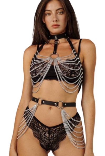 Posh Lingerie Fantezi Zincir Detaylı Sexy Bady Posh Posh Lingerie Fantezi Zincir Detaylı Sexy Bady Posh