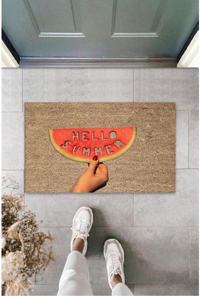 GeoMix Bej Kapı Önü Paspası Hello Summer Dilim Karpuz Desen PS930 GeoMix Bej Kapı Önü Paspası Hello Summer Dilim Karpuz Desen PS930