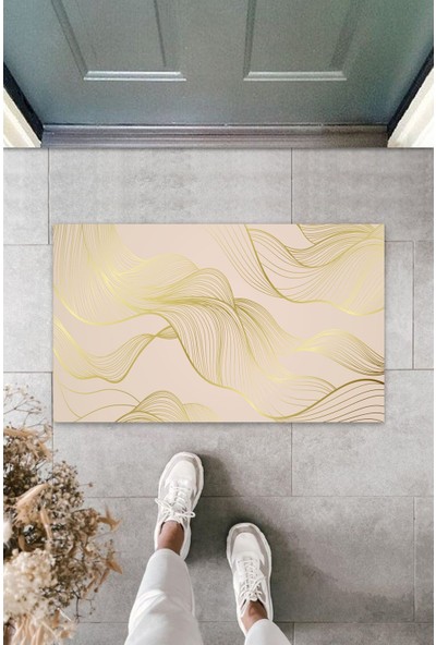 GeoMix Dekoratif Dijital Modern Dalgalı Pudra Kapı Paspası Dış Mekan Paspas PS1045