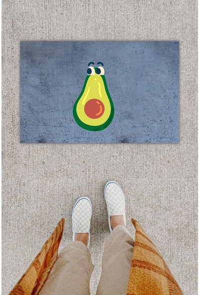 GeoMix Dijital Baskı Dekoratif Şaşkın Avakado Antrasit Kapı Önü Paspası PS1241 GeoMix Dijital Baskı Dekoratif Şaşkın Avakado Antrasit Kapı Önü Paspası PS1241