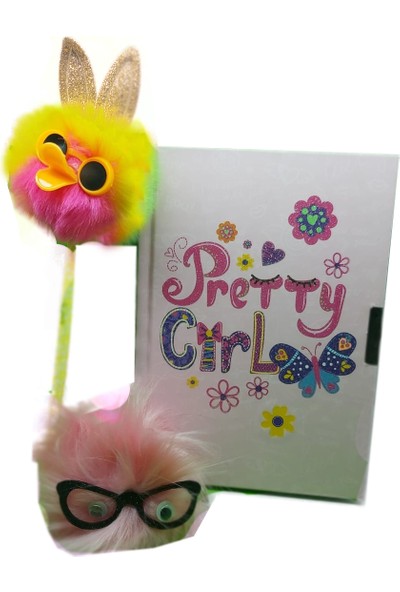 Bayındır Günlük Kilitli Hatıra Defteri+Peluş Tükenmez + Peluş Anahtarlık