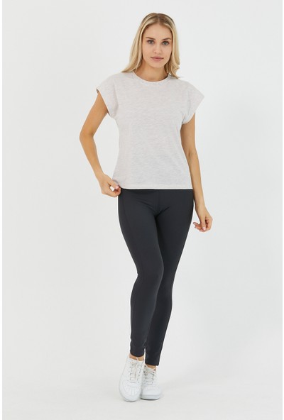 Jineps Bisiklet Yaka Kısa Kollu Düz Tshirt Bej Renk 01285