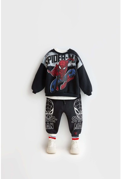 Magu Erkek Çocuk Siyah Spiderman Alt-Üst Takım