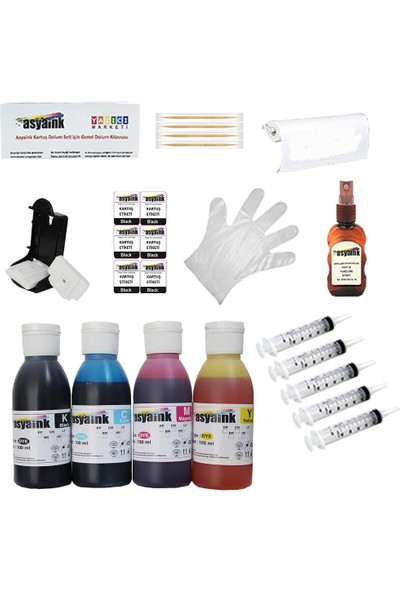 Asyaink Hp 301 / 301XL Uyumlu 4X100ML Muadil Kartuş Dolum Seti Asyaink Hp 301 / 301XL Uyumlu 4X100ML Muadil Kartuş Dolum Seti