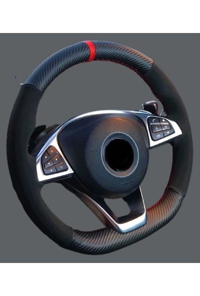 Gürler Oto Kılıf ve Aksesuar Vw Passat B7 Dikme Direksiyon Kılıfı Karbon-Alkantra Kırmızı