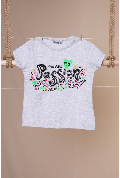 NeskaAvm Baskılı Bisiklet Yaka Kız Çocuk T-Shirt