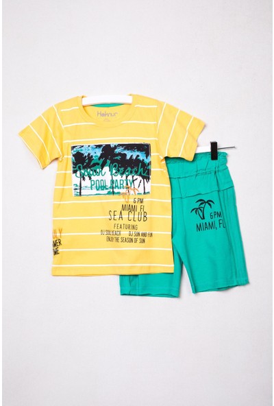 NeskaAvm Penye Şortlu Çizgili Takım