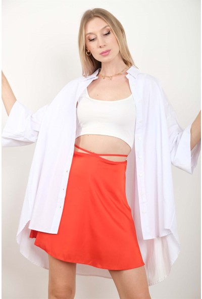 Miapia Shop Bel Bağlama Detaylı Saten Etek Miapia Shop Bel Bağlama Detaylı Saten Etek