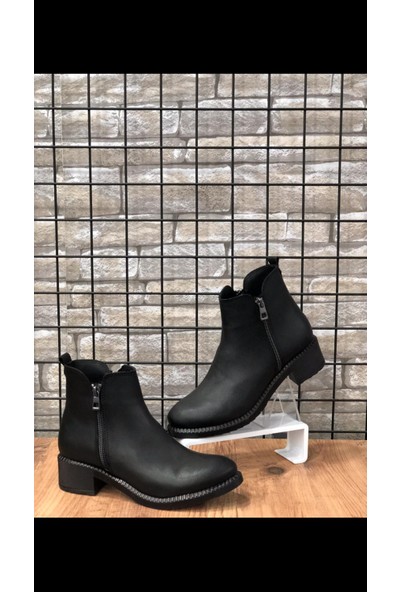 Kadın Fermuarlı Kaymaz Kauçuk Taban Bot Kadın Fermuarlı Kaymaz Kauçuk Taban Bot