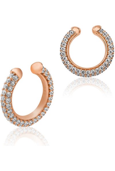 Gumush ​gümüş Rose Taşlı Halka Kıkırdak Küpe