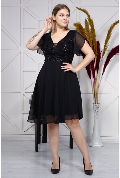 NeskaAvm Göğüsü Pullu Kadın Abiye