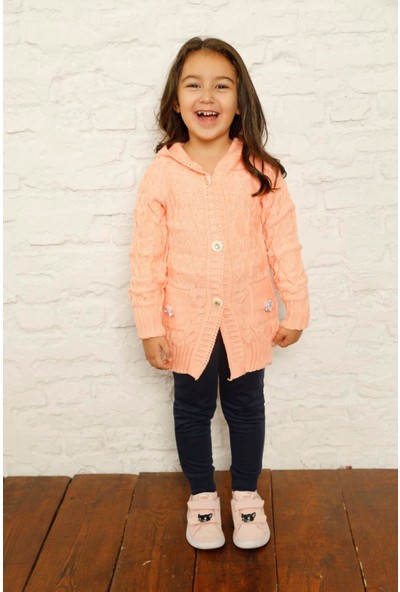 NeskaAvm Kendinden Desenli Kapşonlu Triko Hırka NeskaAvm Kendinden Desenli Kapşonlu Triko Hırka