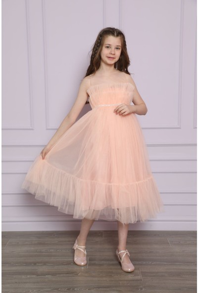 NeskaAvm Göğsü Fırfırlı Kız Çocuk Abiye Elbise NeskaAvm Göğsü Fırfırlı Kız Çocuk Abiye Elbise