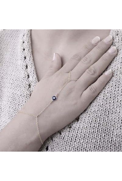 Takıconcept Nazar Boncuklu Gümüş Renk Şahmeran El Aksesuarı