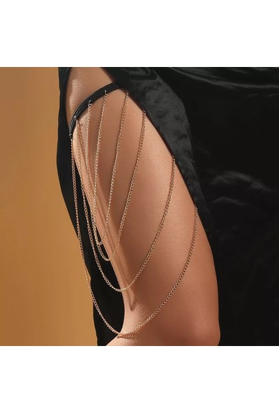 Takıconcept Gold Altın Kaplama Zincir Lastikli Bacak Vücut Aksesuarı