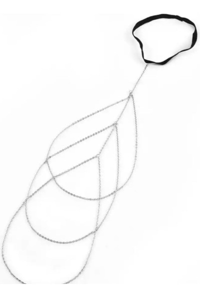 Takıconcept Gümüş Renk Katmanlı Bacak Zinciri Vücut Aksesuarı