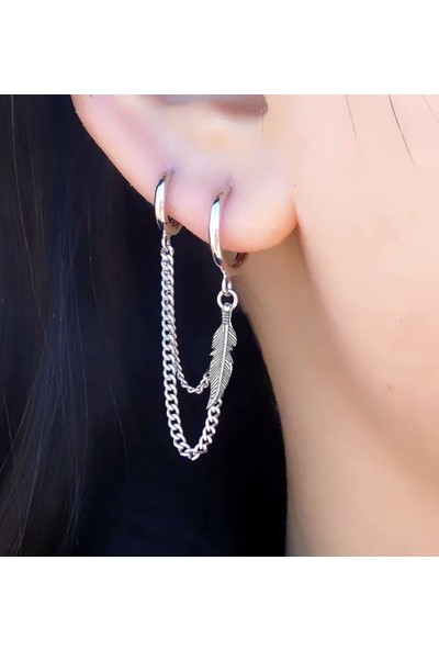 Takıconcept Tüy Sallantılı Ikili Halka Küpe