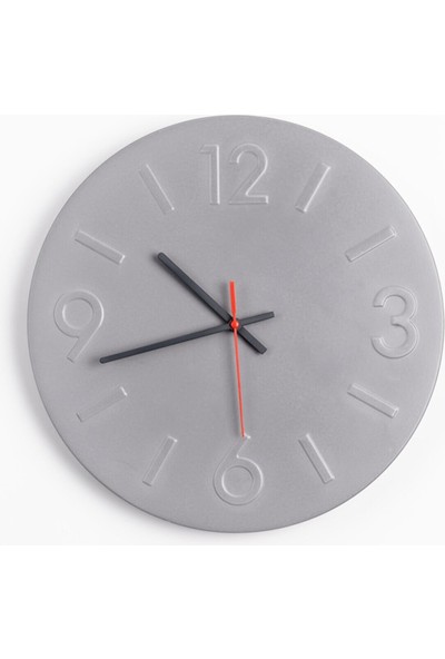 Lukka Home 34 cm Yuvarlak Açık Gri-Kırmızı Saniye Modern Beton Duvar Saati Lukka Home 34 cm Yuvarlak Açık Gri-Kırmızı Saniye Modern Beton Duvar Saati