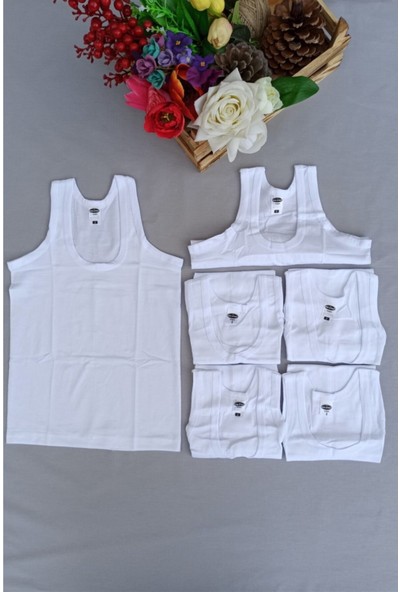 Katmirra Erkek Çocuk Beyaz Pamuk Atlet 6 Adet 1-2-3-4-5-6-7 Yaş