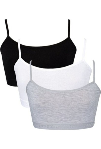 Katmirra Kız Genç Karışık Renk Ip Askılı Yarım Atlet 3'lü Alıştırma Sütyeni