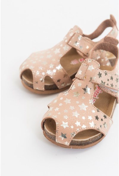 Minipicco Unisex Yıldızlı Pudra Deri Anatomik Destekli Çocuk Sandalet Minipicco Unisex Yıldızlı Pudra Deri Anatomik Destekli Çocuk Sandalet