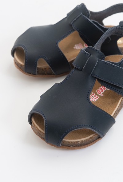 Minipicco Unisex Lacivert Deri Anatomik Destekli Çocuk Sandalet