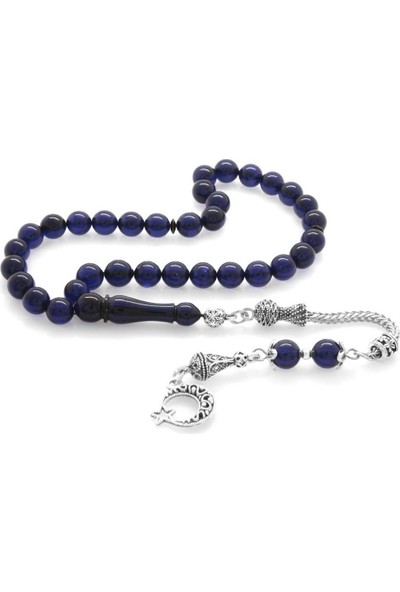 Nipora Kararmaz Metal Ayyıldız Püsküllü Küre Kesim Lacivert Sıkma Kehribar Tesbih Nipora Kararmaz Metal Ayyıldız Püsküllü Küre Kesim Lacivert Sıkma Kehribar Tesbih