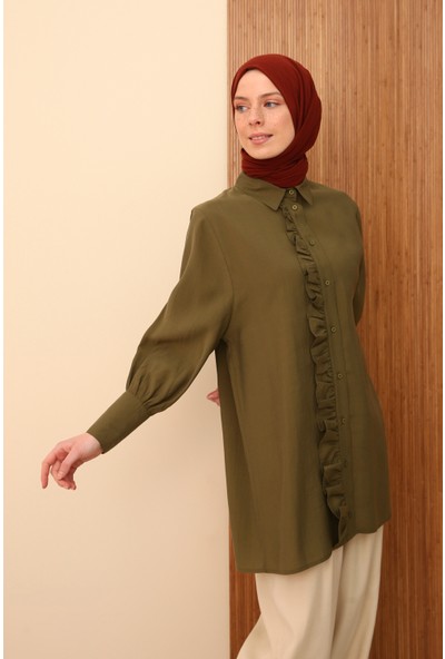 ALLDAY Fırfır Detaylı Tensel Gömlek Tunik ALLDAY Fırfır Detaylı Tensel Gömlek Tunik