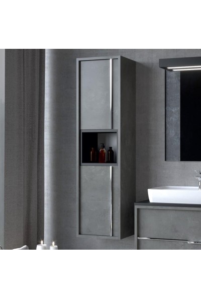 Denko Matia 35 cm Mdf Retro Gümüş Banyo Boy Dolabı Denko Matia 35 cm Mdf Retro Gümüş Banyo Boy Dolabı
