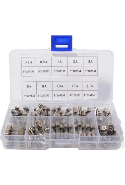 Robada 100 Adet 5X20MM Tüp Sigorta - Cam Sigorta Seti - Kutulu Robada 100 Adet 5X20MM Tüp Sigorta - Cam Sigorta Seti - Kutulu