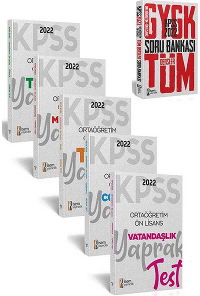 İSEM Yayıncılık KPSS 2022 Ortaöğretim Ön Lisans Yaprak Test Seti ve Tüm Dersler Soru Bankası İSEM Yayıncılık KPSS 2022 Ortaöğretim Ön Lisans Yaprak Test Seti ve Tüm Dersler Soru Bankası
